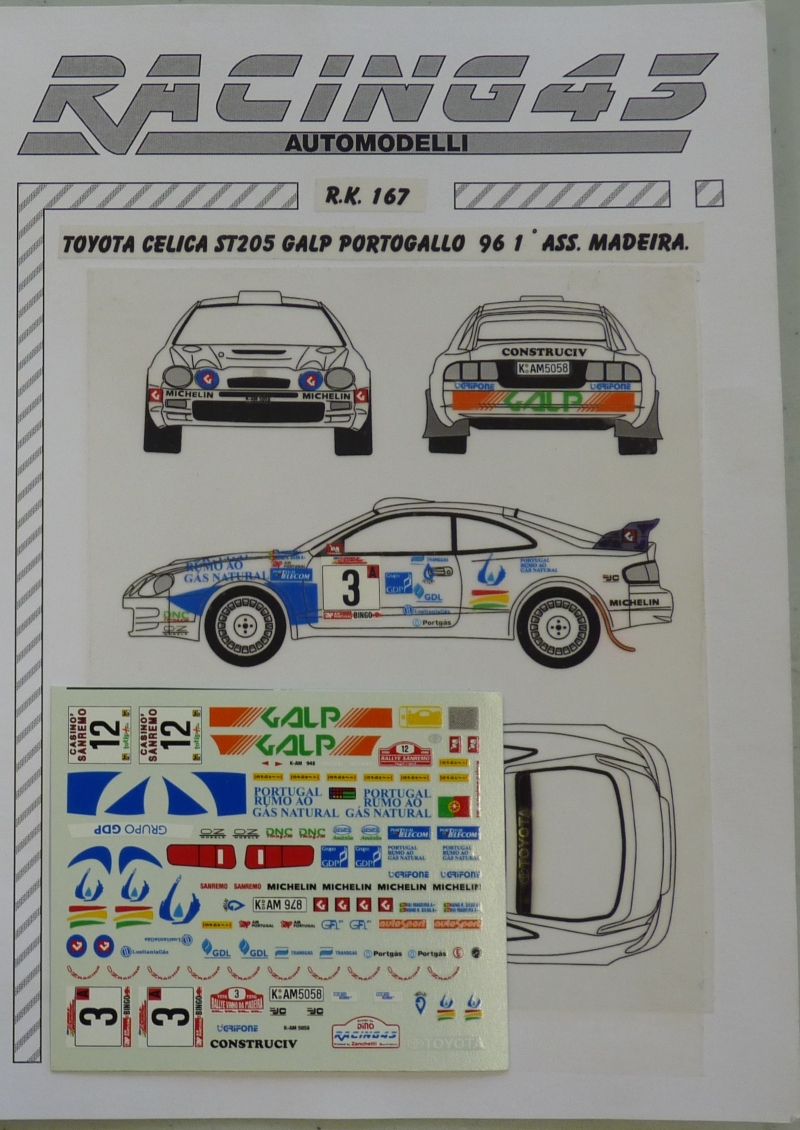 RK167 TOYOTA CELICA ST205 - GALP - RALLY SANREMO - RALLY MADEIRA 1996 ...